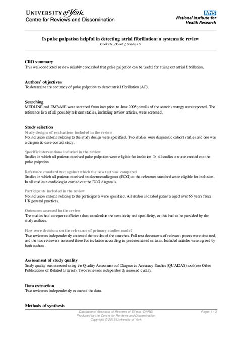 Pdf Is Pulse Palpation Helpful In Detecting Atrial Fibrillation A Systematic Review