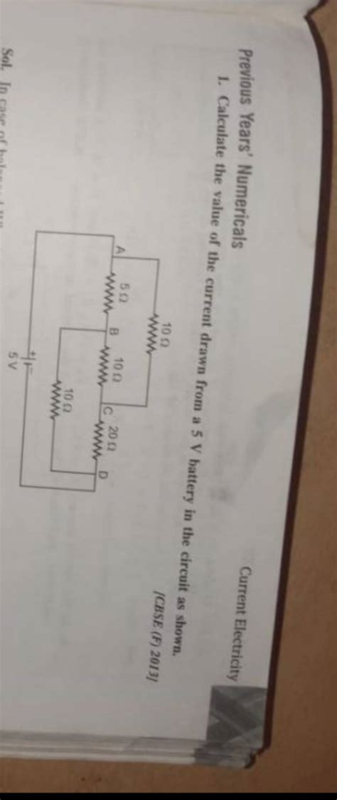 Previous Years Numericalscurrent Electricity1 Calculate The Value Of