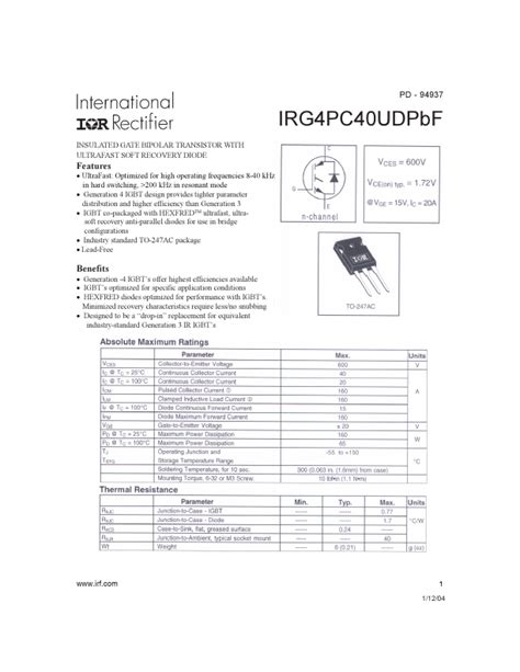 G4PC40UD Datasheet - International Rectifier