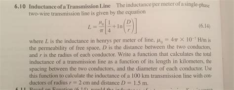Solved Inductance Of A Transmission Line Two Wire