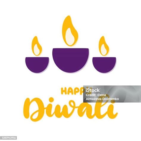 해피 디왈리 캘리그래픽 벡터 일러스트레이션 인도 디파발리에서 전통 휴가축제의 축하 촛불 불꽃으로 레터링 0명에 대한 스톡 벡터 아트 및 기타 이미지 Istock