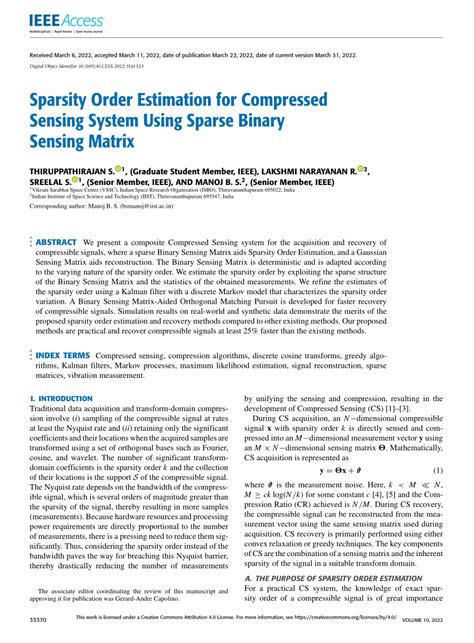 Pdf Sparsity Order Estimation For Compressed Sensing System Using