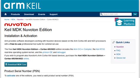 1 Installing Free Keil Mdk Nuvoton Edition Ineltek Docs