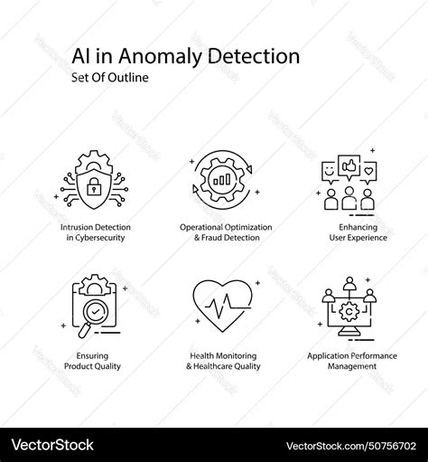 Anomaly Detection Ai Icons Enhancing Security Vector Image