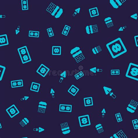 Set Electrical Outlet Chimney And Trowel On Seamless Pattern Vector Stock Illustration
