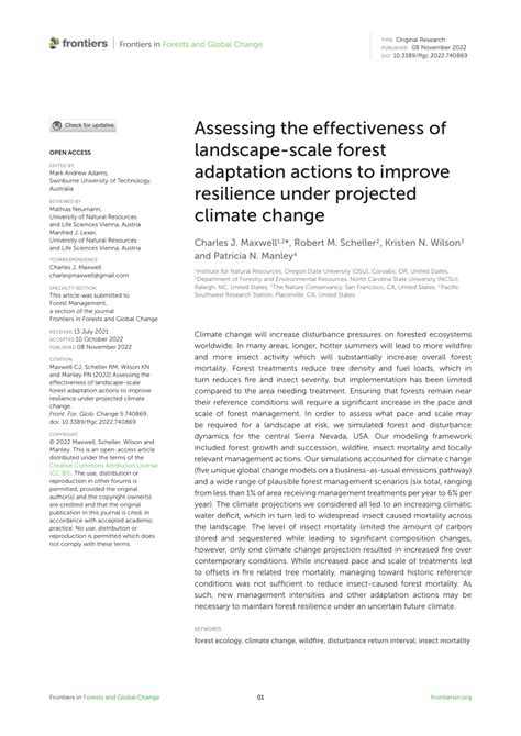 Pdf Assessing The Effectiveness Of Landscape Scale Forest Adaptation Actions To Improve