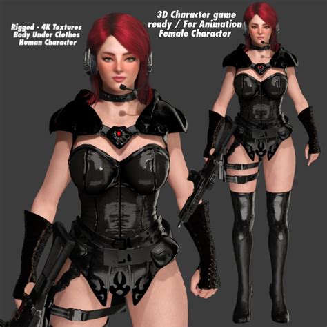 aaa 3d realistic character sexy sniper human rig game ready 3d