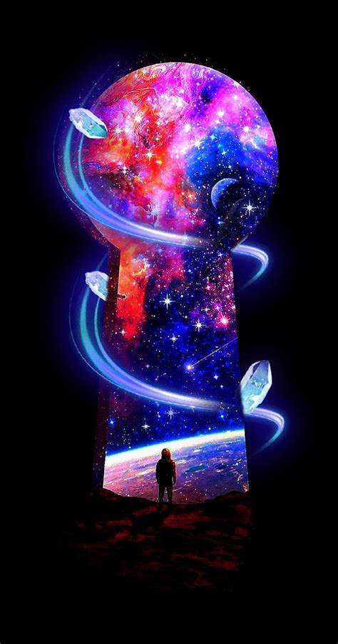 The Keyhole To The Galaxy Glowing Keyhole Art Doorway To Space