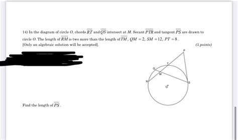 solved 14 in the diagram of circle o chords overline rt and overline