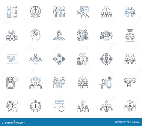 Supervision Colleagues Line Icons Collection Guidance Oversight