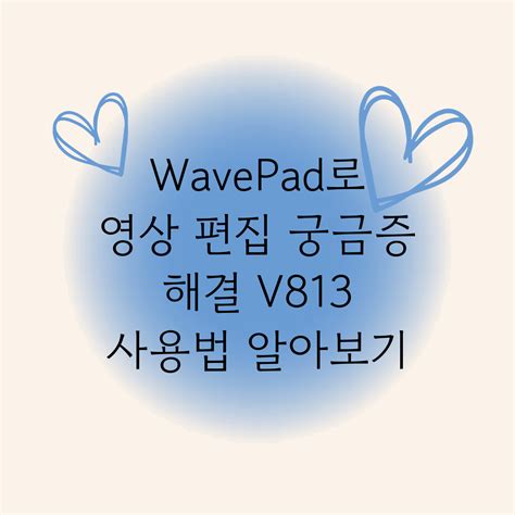 Wavepad로 영상 편집 궁금증 해결 V813 사용법 알아보기