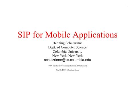 Sip For Mobile Applications Pdf Computer Networking Computing