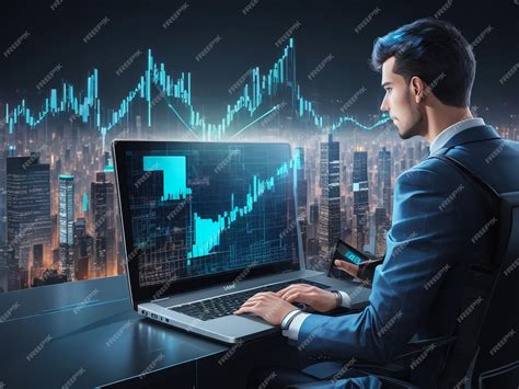 Premium Photo Hacker Using Computer With Stock Charts And Business