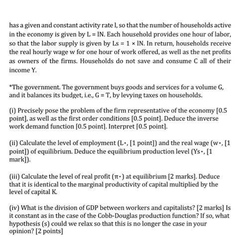 In This Case We Will Work With A Production Function Chegg Com