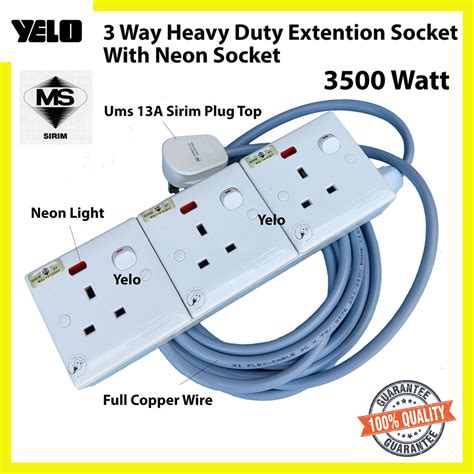 Heavy Duty Extension Socket Extension Wire Full Copper Wire 3 4 5 Way 2500watt 3500 Watt