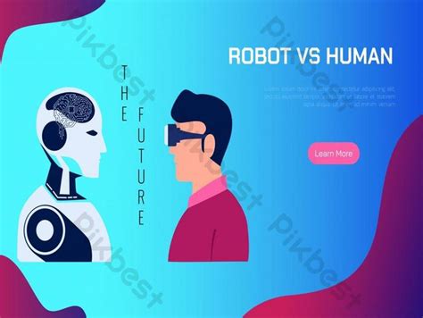 로봇 Vs 인간 Ai 인공 지능 대체 인간 개념 벡터 일러스트 레이션 일러스트 Eps 무료 다운로드 Pikbest