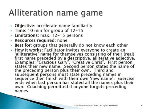 Aliteration Name Game
