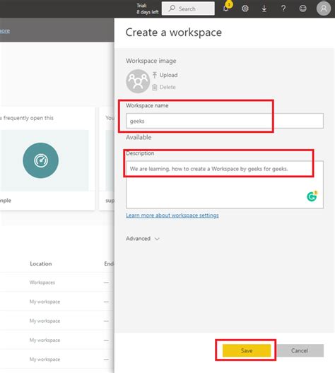 Power Bi How To Create Workspace Geeksforgeeks