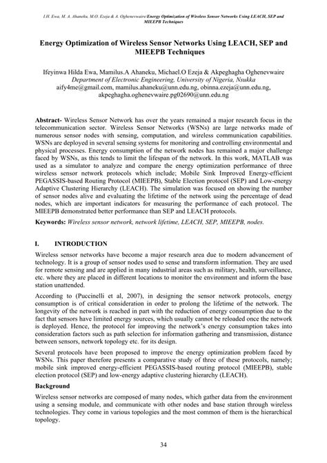 Pdf Energy Optimization Of Wireless Sensor Networks Using Leach Sep And Mieepb Techniques