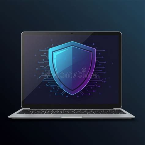 Laptop Displaying A Digital Shield Icon On Its Screen Symbolizing