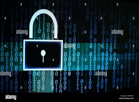 Data Safety Internet Security Concepts Binary Code Numbers With Padlock Icon Background On
