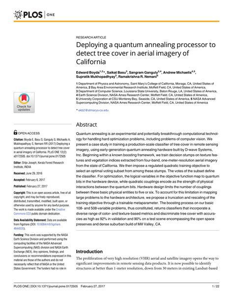 Pdf Deploying A Quantum Annealing Processor To Detect Tree Cover In Aerial Imagery Of California