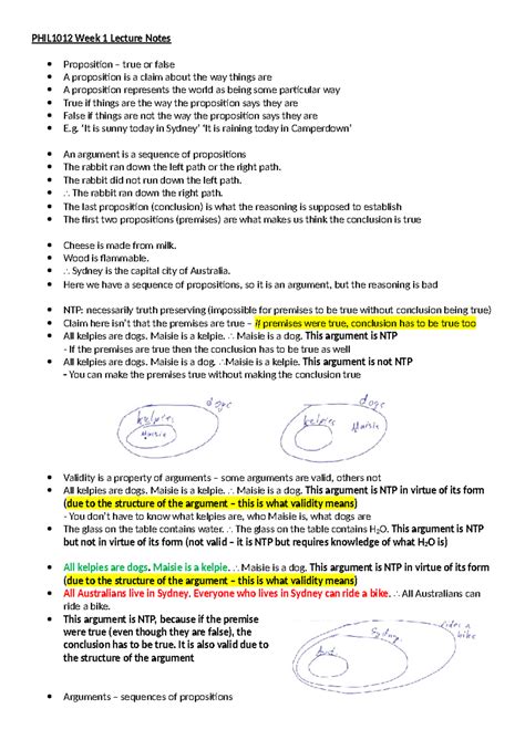 Week 1 Lectures Lecture Notes Phil1012 Week 1 Lecture Notes