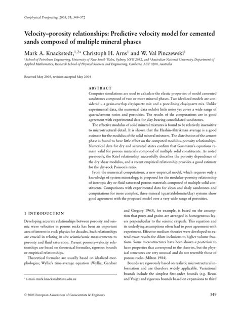 No42velocity Porosity Relationships Predictive Velocity Model Pdf