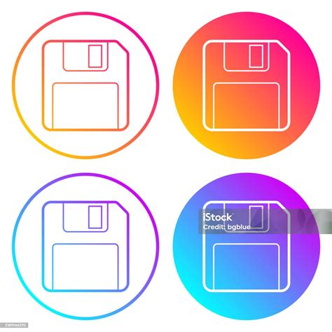 Floppy Disk Round Icons With Color Gradients Stock Illustration Download Image Now 1990 1999