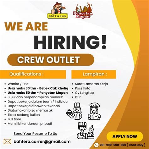 Lowongan Kerja Crew Outlet Di Bebek Cak Kholiq Lokerjogja Id
