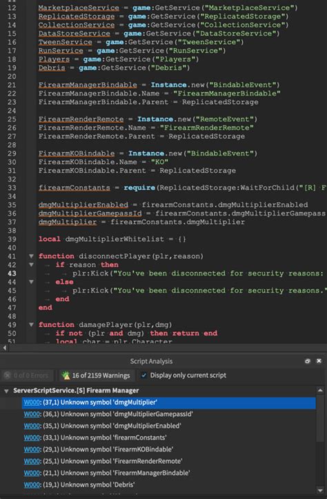 New Lua Script Analysis Beta Marks All Global Variables As W Unknown Symbol Studio