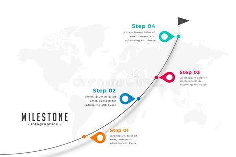 Infographic Milestone Route Map Template With Colorful Location Pointer
