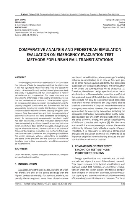 Pdf Comparative Analysis And Pedestrian Simulation Evaluation On Emergency Evacuation Test