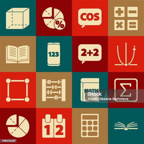 열린 책 시그마 기호 그래프 일정 차트 다이어그램 수학 기능 코사인 모바일 계산기 인터페이스 기하학적 도형 큐브 및 방정식