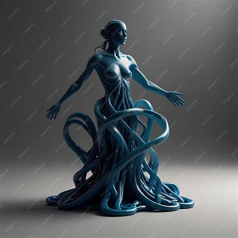 Human Figure Composed Of Twisting Flowing Liquid Creating A Dynamic And Fluid Form With