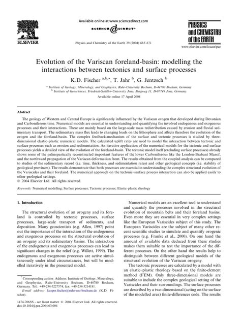 Evolution Of The Variscan Foreland Basin Modelling The Interactions Between Tectonics And