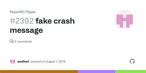 Fake Crash Message · Issue 2392 · Papermcpaper · Github