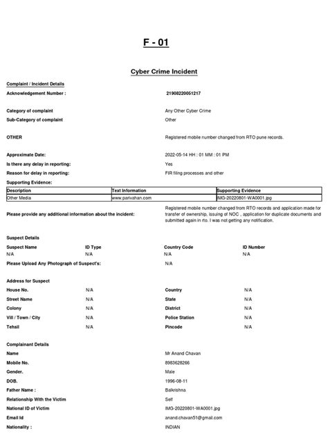 6 Cyber Crime Fir Pdf Crimes Crime And Violence