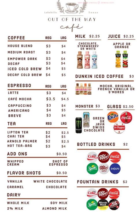 Menu At Out Of The Way Cafe Lakehills