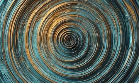 Close Up View Spiral Pattern With Concentric Circles Varying Shades Blue And Orange Creating