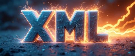 Dynamic Glowing Xml Text With Electric Sparks Stock Image Image Of Design Text 358943095