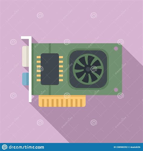 Video Card Board Icon Flat Vector Computer Gpu Stock Vector Illustration Of Chip Hard