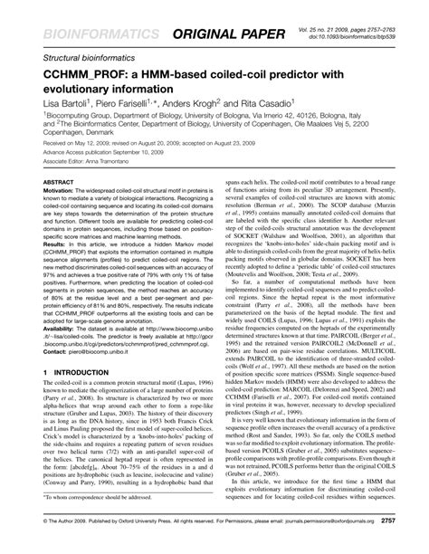 Pdf Improving Coiled Coil Prediction With Evolutionary Information