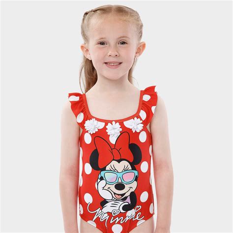 Disney Minnie Mouse Girls Swimsuit Red Polka Dot Swim Suit