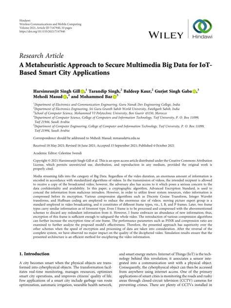 Pdf A Metaheuristic Approach To Secure Multimedia Big Data For Iot