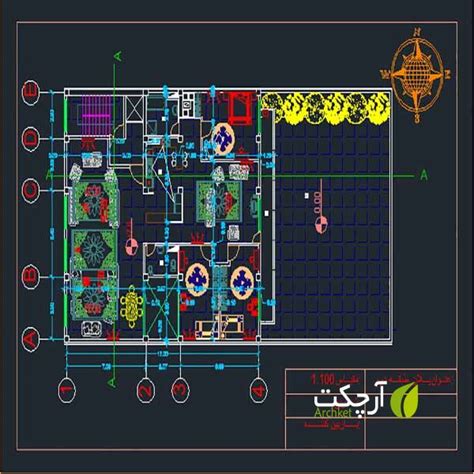 پلان اتوکد خانه مسکونی 4 طبقه با جزئیات کامل آرچکت