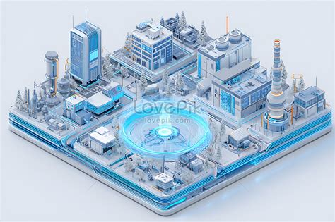 미래 과학 기술 산업 단지의 3d 렌더링