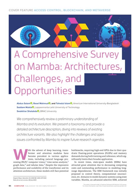 Pdf A Comprehensive Survey On Mamba Architectures Challenges And Opportunities
