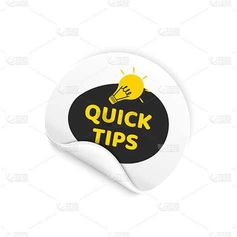 快捷提示图标徽章。top Tips贴纸建议说明图标。想法灯泡教育技巧。