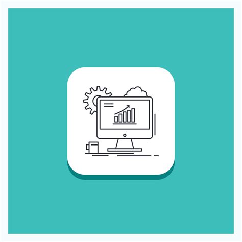 Round Button For Analytics Chart Seo Web Setting Line Icon Turquoise Background 12964611
